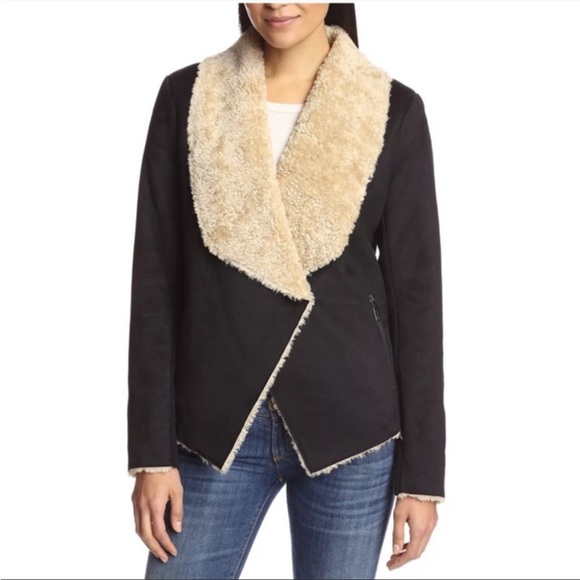 Bernardo | Jackets & Coats | Bernardo Faux Suede Shearling Draped ...